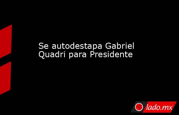 Se autodestapa Gabriel Quadri para Presidente - Lado.mx